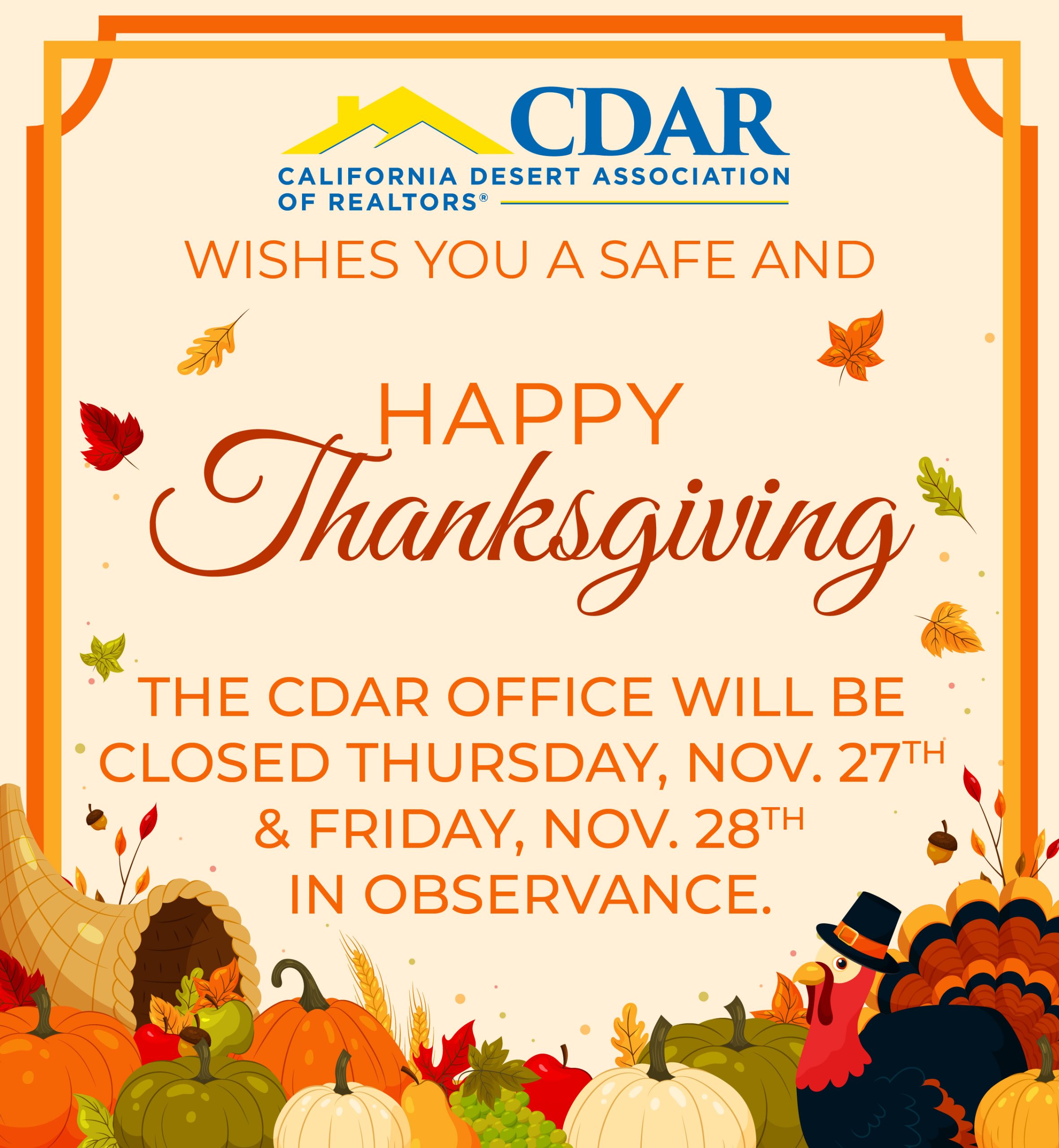 Thanksgiving - Association Closed - California Desert Association of ...